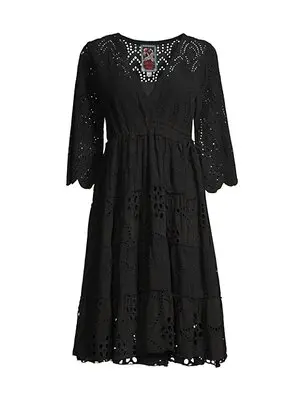 Johnny Was Bluebelle Eyelet A-Line Dress - Black