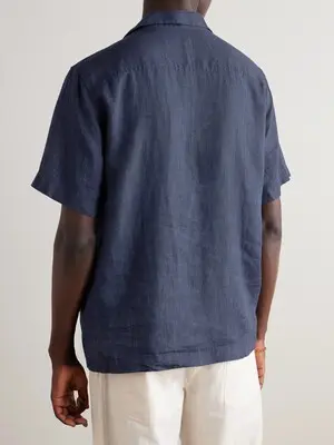 Frescobol Carioca Angelo Camp-collar Linen Shirt - Blue