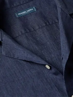 Frescobol Carioca Angelo Camp-collar Linen Shirt - Blue