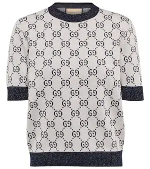 Gucci Cotton-blend Lamé Top - Grey