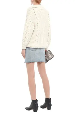 IRO PARIS Icons Shearling-trimmed Belted Denim Mini Skirt