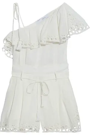 IRO PARIS Napili Ruffled Broderie Anglaise Cotton-blend Playsuit - Ivory