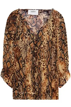Ba&sh Rick Snakeprint Crepon Blouse - Animal Print