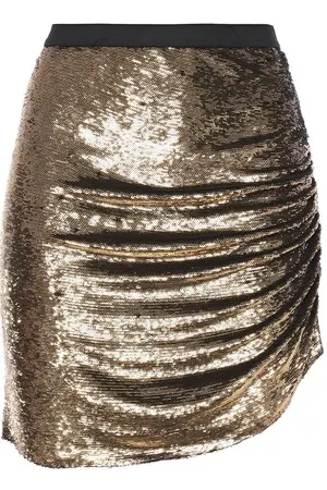 IRO PARIS Ruched Metallic Sequined Mini Skirt - Gold