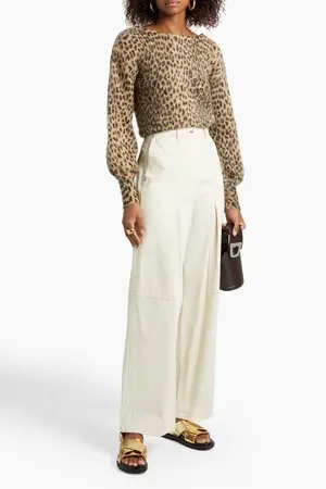 Maje Leopard Jacquard Knit Mohair Blend Sweater