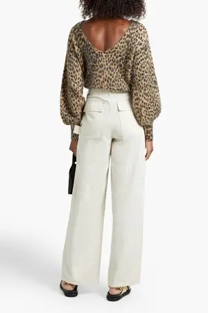 Maje Leopard Jacquard Knit Mohair Blend Sweater