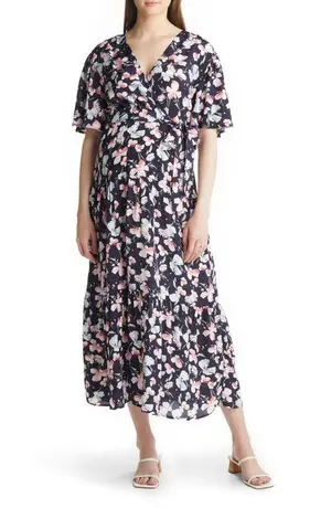 ANGEL MATERNITY Floral Faux Wrap Maxi Dress