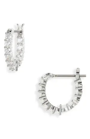 SWAROVSKI Matrix Crystal Mini Hoop Earrings - White