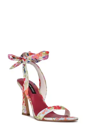 Nine West Nine West Kelsie Ankle-Tie Sandal White Floral