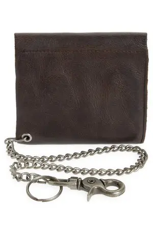 Double Rl Concho Leather Chain Wallet - Dark Brown