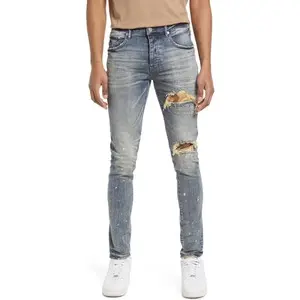 PURPLE BRAND Camouflage Patch Destroyed Slim Jeans