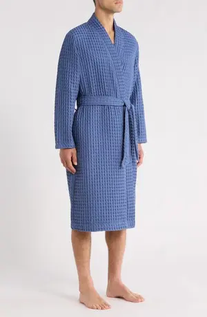 Nordstrom Modern Waffle Robe - Blue Bijou
