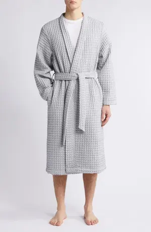 Nordstrom Modern Waffle Robe Grey Heather