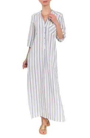 EVERYDAY RITUAL Tracey Stripe Cotton Nightgown - Blueberry Stripe
