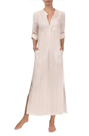 EVERYDAY RITUAL Tracey Stripe Cotton Nightgown - Strawberry Stripe