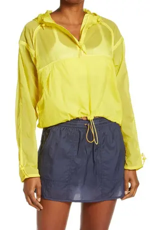 Outdoor Voices Hooded Half Zip Windbreaker - Limoncello