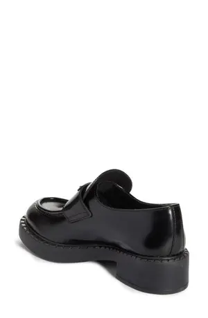Prada Triangle Logo Patent Leather Loafer - Nero