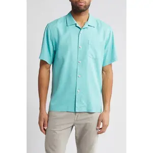 Tommy Bahama Coastal Breeze Silk Blend Button-up Shirt Blue Freeze