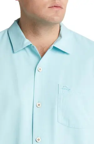 Tommy Bahama Coastal Breeze Silk Blend Button-up Shirt Hummingbird Blue