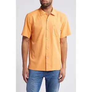 Tommy Bahama Coastal Breeze Silk Blend Button-up Shirt Orange Peel