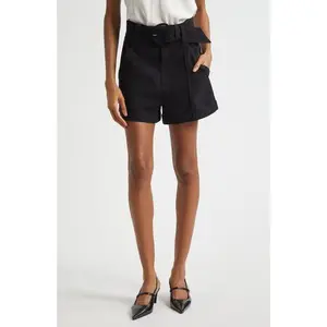 Cinq À Sept Aldi Belted High-waist Shorts - Black