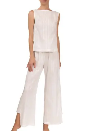 EVERYDAY RITUAL Piper Metallic Stripe Cotton Pajamas Coconut Shimmer