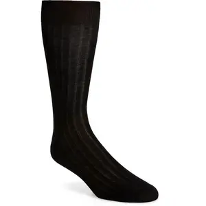 Canali Cotton Rib Dress Socks - Black