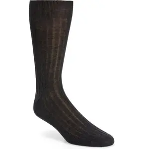 Canali Cotton Rib Dress Socks - Charcoal