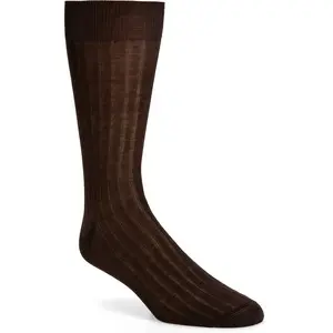 Canali Canali Cotton Rib Dress Socks Dk Brown