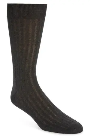 Canali Canali Cotton Rib Dress Socks Grey