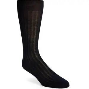 Canali Cotton Rib Dress Socks - Navy