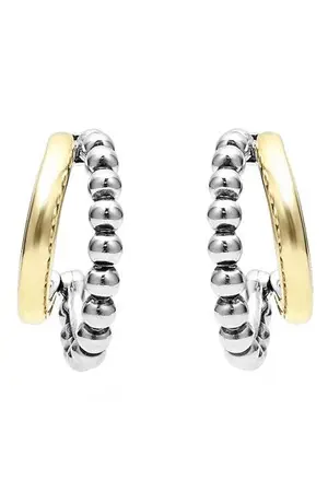 Lagos Signature Caviar Double Mini Hoop Earrings