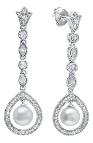 CRISLU X Andrew Prince Crystal And Pearl Drop Earrings - Pearl/ivory
