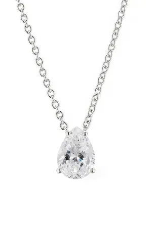 Nadri Modern Love Pear Pendant Necklace - Rhodium