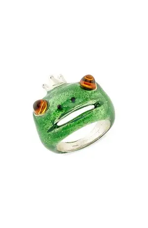 Collina Strada Collina Strada Frog Prince Recycled Pewter Ring Frog Green