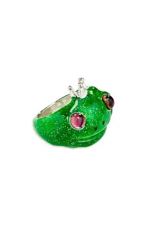 Collina Strada Collina Strada Frog Prince Recycled Pewter Ring Glitter Green