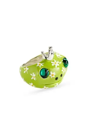 Collina Strada Collina Strada Frog Prince Recycled Pewter Ring Lime Flowers