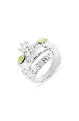 Collina Strada Frog Prince Recycled Pewter Ring - Silver Lime Freckles