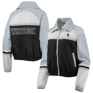 THE WILD COLLECTIVE Chicago White Sox Colorblock Track Raglan Full-zip Jacket - Black