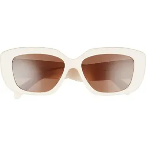 Celine CELINE Triomphe 55mm Rectangular Sunglasses Ivory/brown