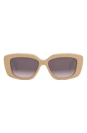 Celine CELINE Triomphe 55mm Rectangular Sunglasses Shiny Beige/gradient Brown