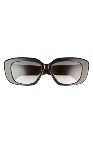Celine CELINE Triomphe 55mm Rectangular Sunglasses Shiny Black/gradient Brown