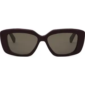 Celine CELINE Triomphe 55mm Rectangular Sunglasses Shiny Bordeaux / Brown