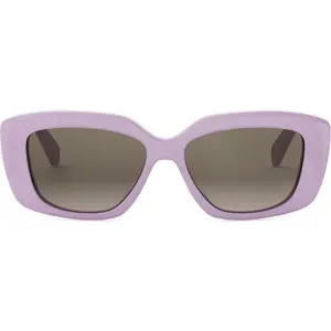 Celine Triomphe 55mm Rectangular Sunglasses - Shiny Lilac / Gradient Brown