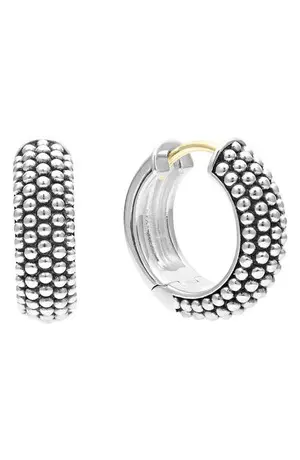 Lagos Signature Caviar Sterling Huggie Hoop Earrings - Silver