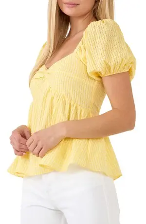 English Factory Check Puff Sleeve Top
