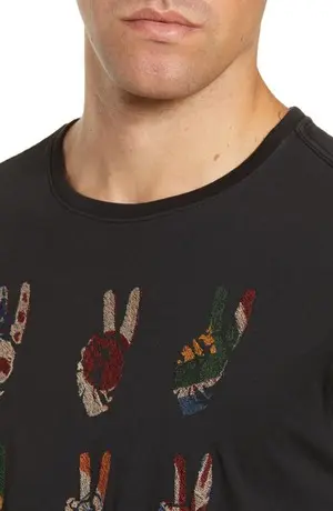John Varvatos Star Usa Peace Hand Embroidered T-shirt
