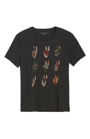 John Varvatos Star Usa Peace Hand Embroidered T-shirt