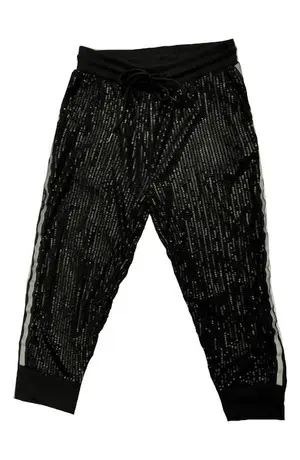 NIKKI LUND Sequin Side Stripe Capri Pants - Black