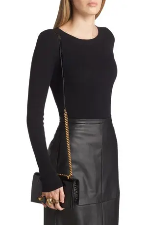 Alexander McQueen Mini Jeweled Croc Embossed Leather Satchel